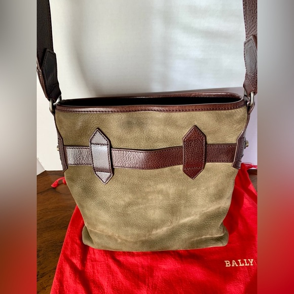 Bally | Bags | Bally One Season And Limited Olive Green Suedebrown Leather Shouldercrossbody ...